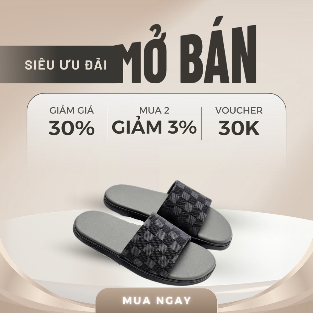 [Voucher 30k 25.12]Dép lê nam quai ngang họa tiết kẻ caro, dép quai ...