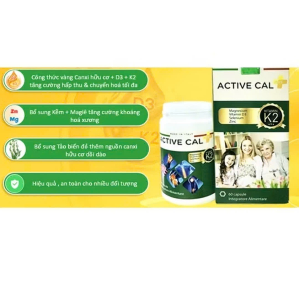 ACTIVE CAL PLUS (60 viên) viên uống canxi tảo biển bổ sung canxi phát ...