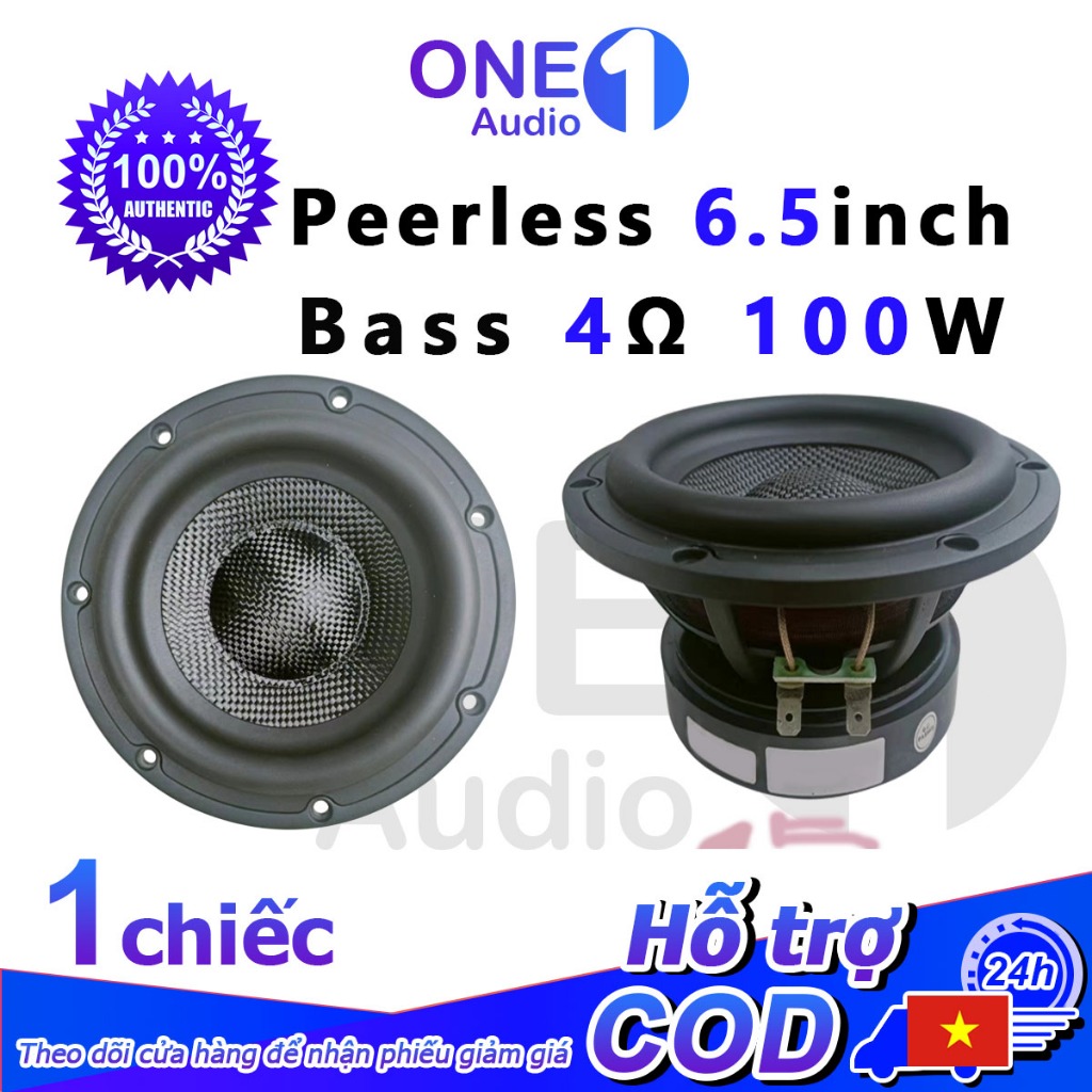 Loa bass Peerless 6.5inch 4ohm 100W bass16 coil 35.5 từ 120 Bass Cực ...