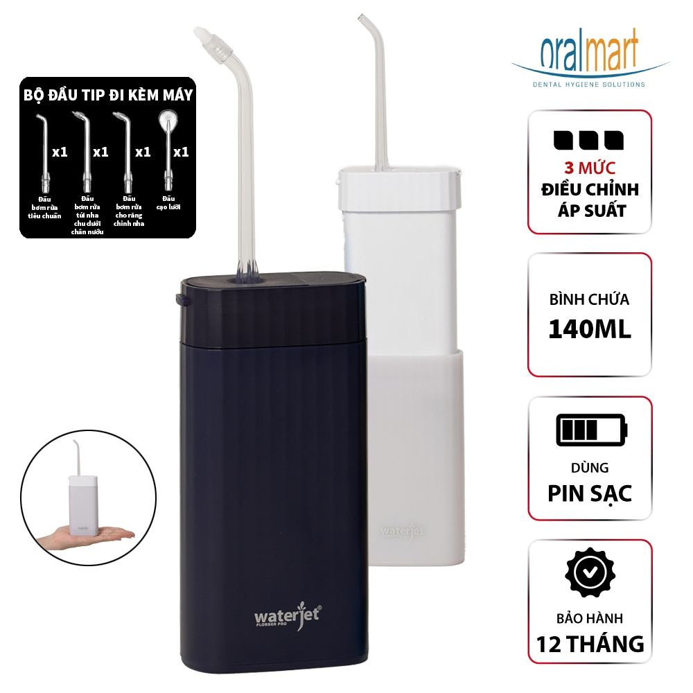 Máy tăm nước cá nhân không dây Waterjet Cordless Mini (4 đầu tăm,dùng ...
