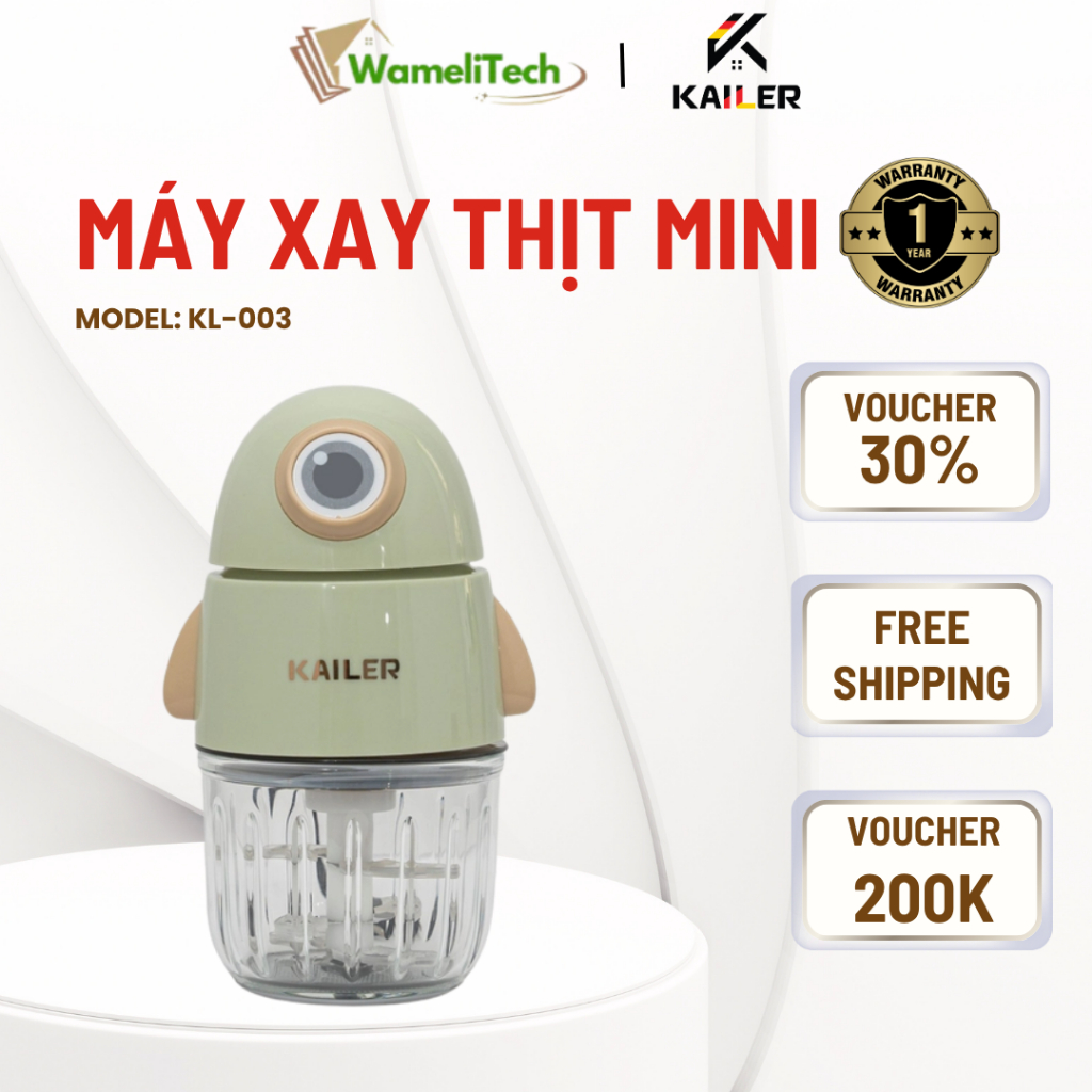 Máy Xay Mini Kailer KL-003 Công Suất 200W Dung Tích 30ml Cối Thủy Tinh ...