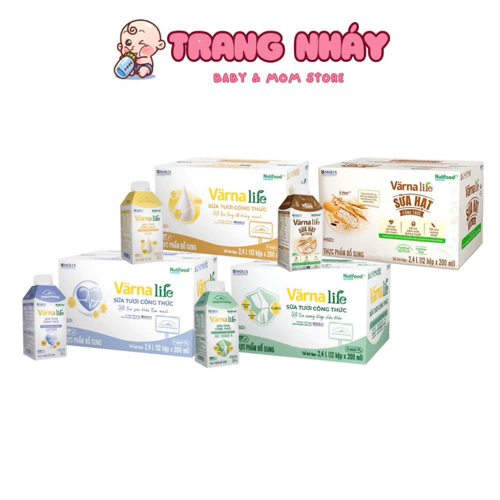 Thùng 12 hộp Varna Life sữa tươi công thức hỗ trợ tăng đề kháng/ xương ...
