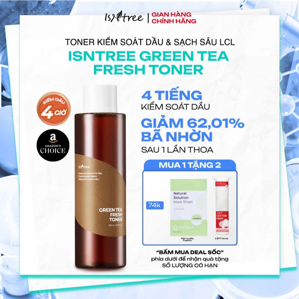 [Độc quyền live] Nước Hoa Hồng Trà Xanh Isntree Kiểm Soát Dầu Green Tea ...