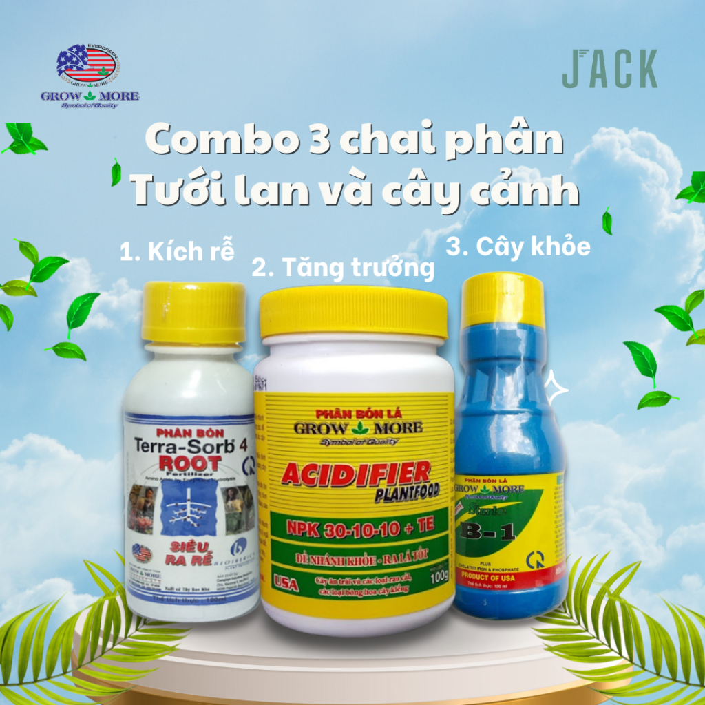 Combo 3 chai phân Jack kích rễ, đâm chồi, đẻ nhánh, phát triển cho Lan ...