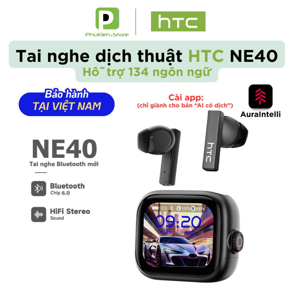 [HỎA TỐC HCM] Tai Nghe True Wireless Phiên dịch 134 ngôn ngữ HTC NE40 ...