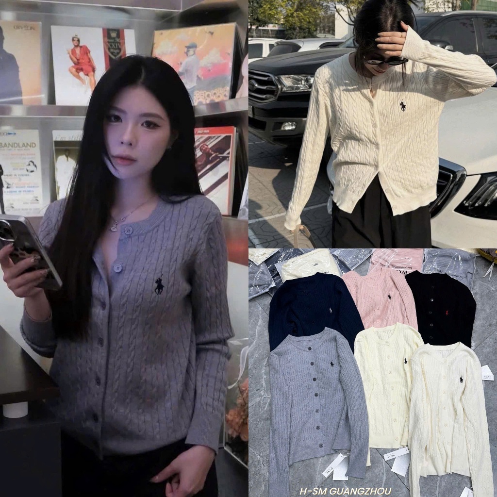 METWO. - Áo khoác cardigan len mỏng mềm vặn thừng nhỏ thêu ngựa WG.WE ...