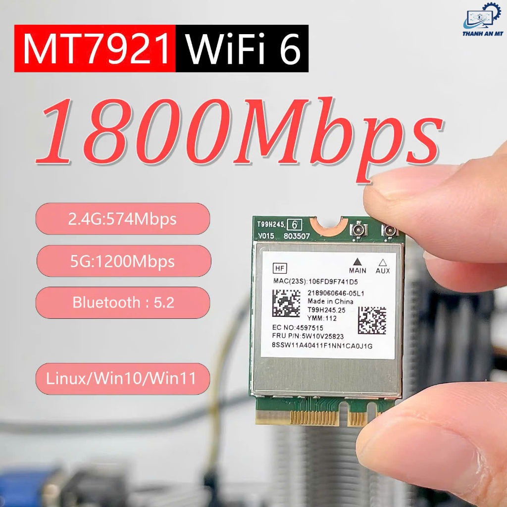 Card Wifi 6 MediaTek MT 7921 1800M Bluetooth 5.2 hỗ trợ windows 10/11 ...