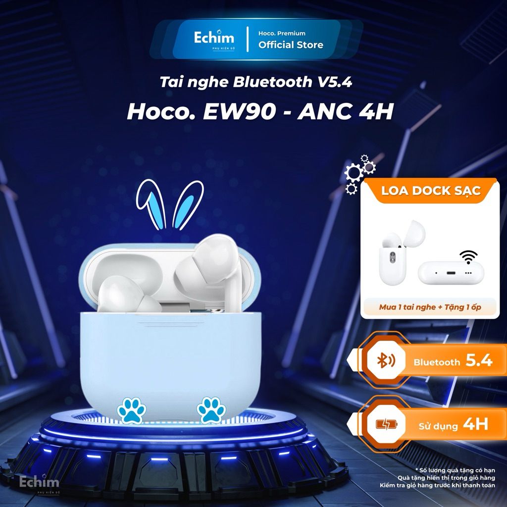Tai nghe bluetooth HOCO EW90 Gen2 - V5.4 khử ồn chủ động ANC chính hãng ...