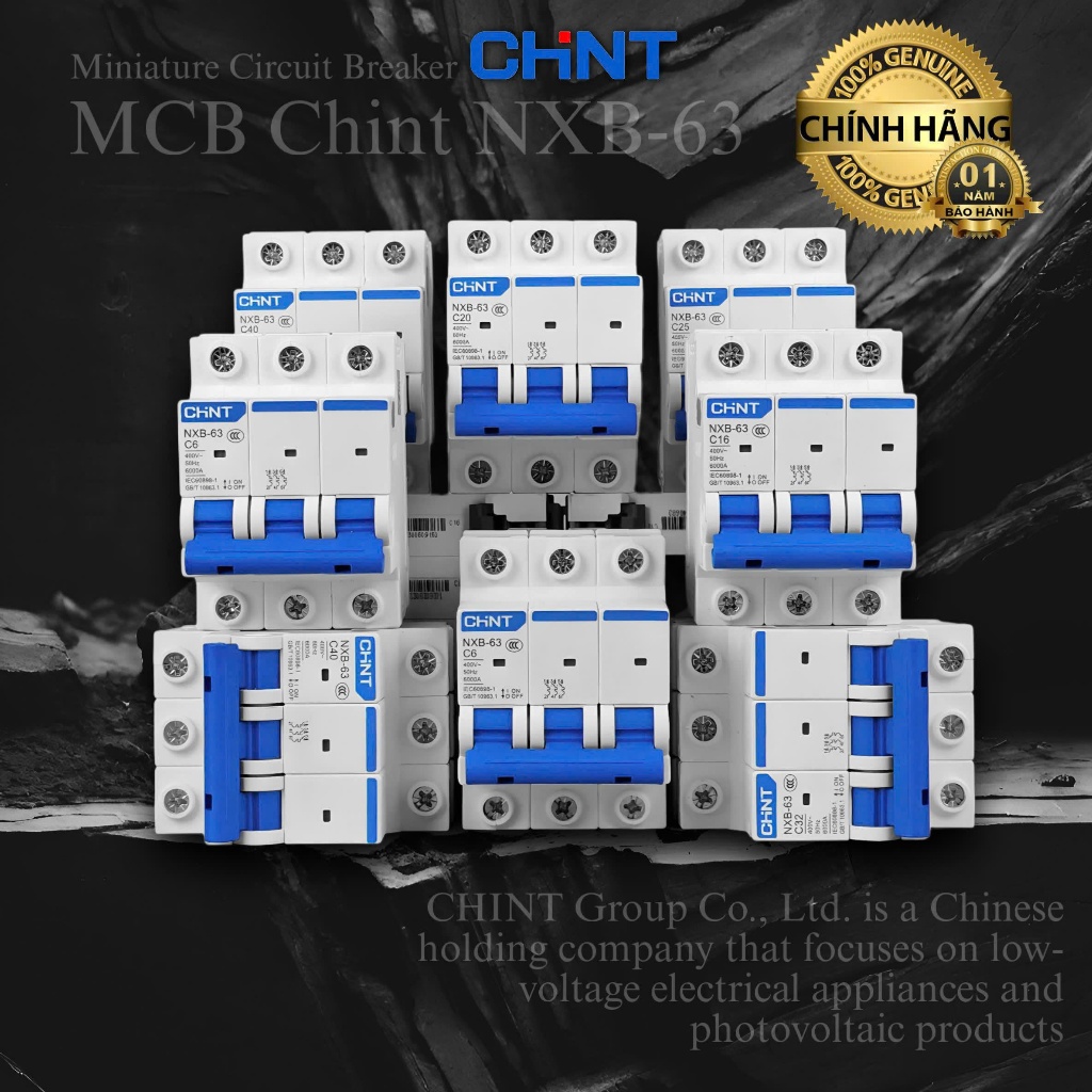 Aptomat MCB 3 Pha Chint NXB-63:6A, 10A, 16A, 25A, 32A, 40A, 50A, 63A ...
