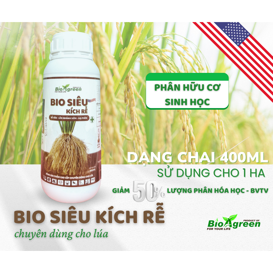 BIOAGREEN SIÊU KÍCH RỄ PHÂN SINH HỌC HỮU CƠ CAO CẤP DẠNG CHAI 400ML | Shopee Việt Nam