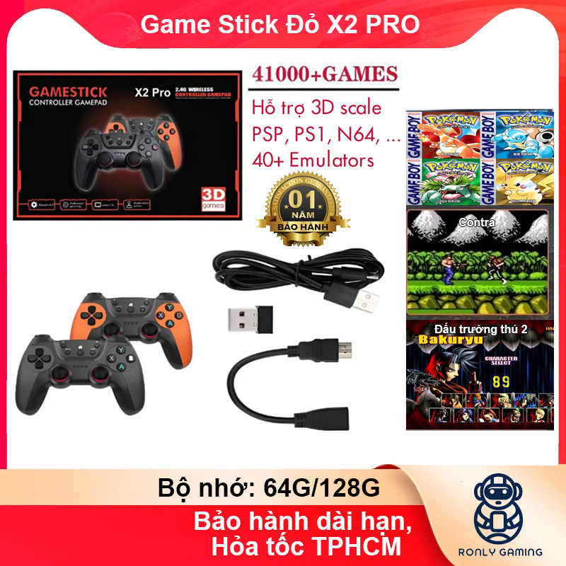 Game Stick 3D X2 PRO 3D PSP, PSx, GameBoy ... HDMI điện tử 4 nút máy ...