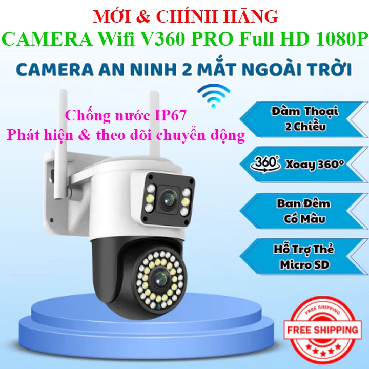 CAMERA Wifi V360 PRO An Ninh Ngoài trời 2 Mắt FHD 1080P Sắc Nét Cảnh ...
