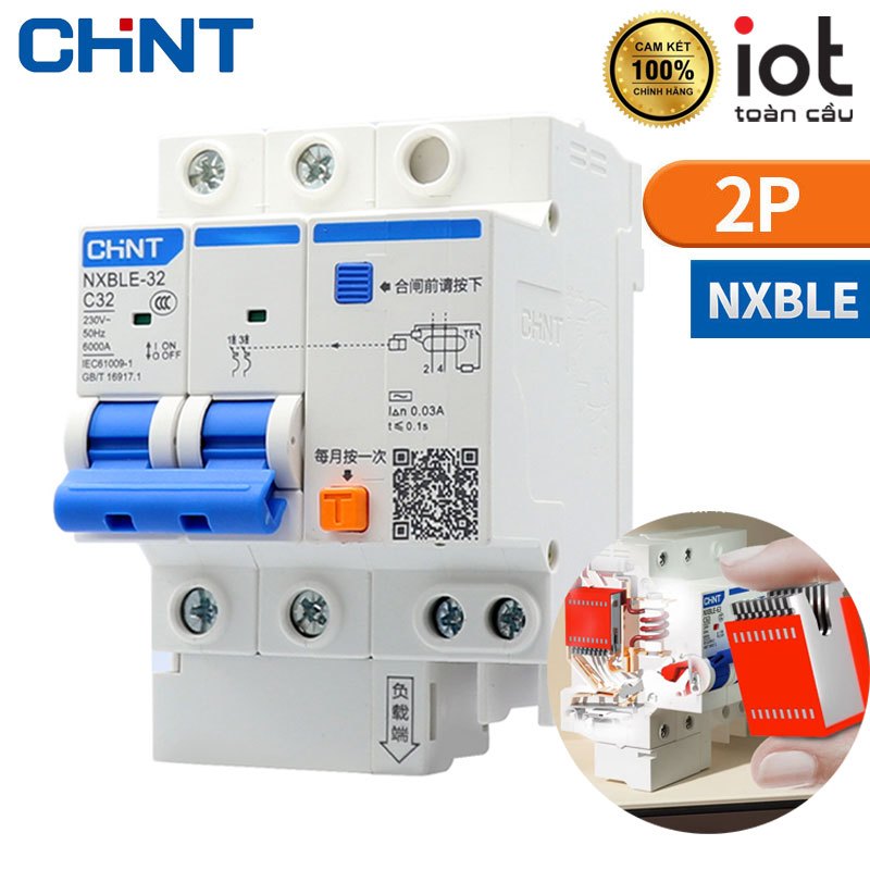 CB Chint NXBLE 2P (10A - 125A) – RCBO Cầu dao Aptomat tự động chống ...