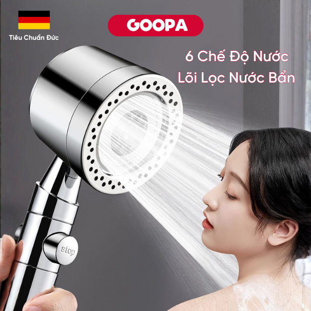 Vòi sen tăng áp GOOPA 6 chế độ phun nước, tích hợp bộ lọc nước an toàn ...