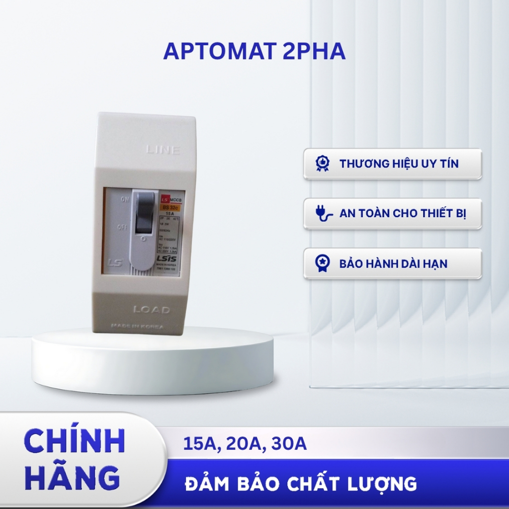 Aptomat 2 Pha 15A 20A 30A Lắp Nổi Có Vỏ Chống Giật, Cầu Dao Tự Động 2 ...
