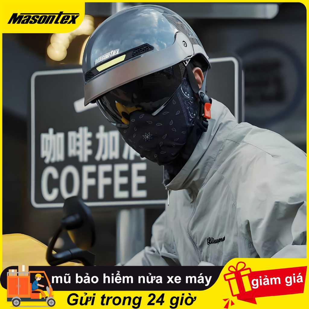 Mũ bảo hiểm retro Masontex 601 có kính thay thế, nửa đầu thời trang ...