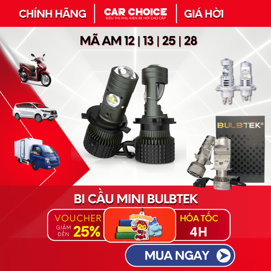 Bi Cầu Mini LED Bulbtek AM12 AM28 AM13 AM25 Tăng Sáng Ô Tô Xe Máy, Bảo ...