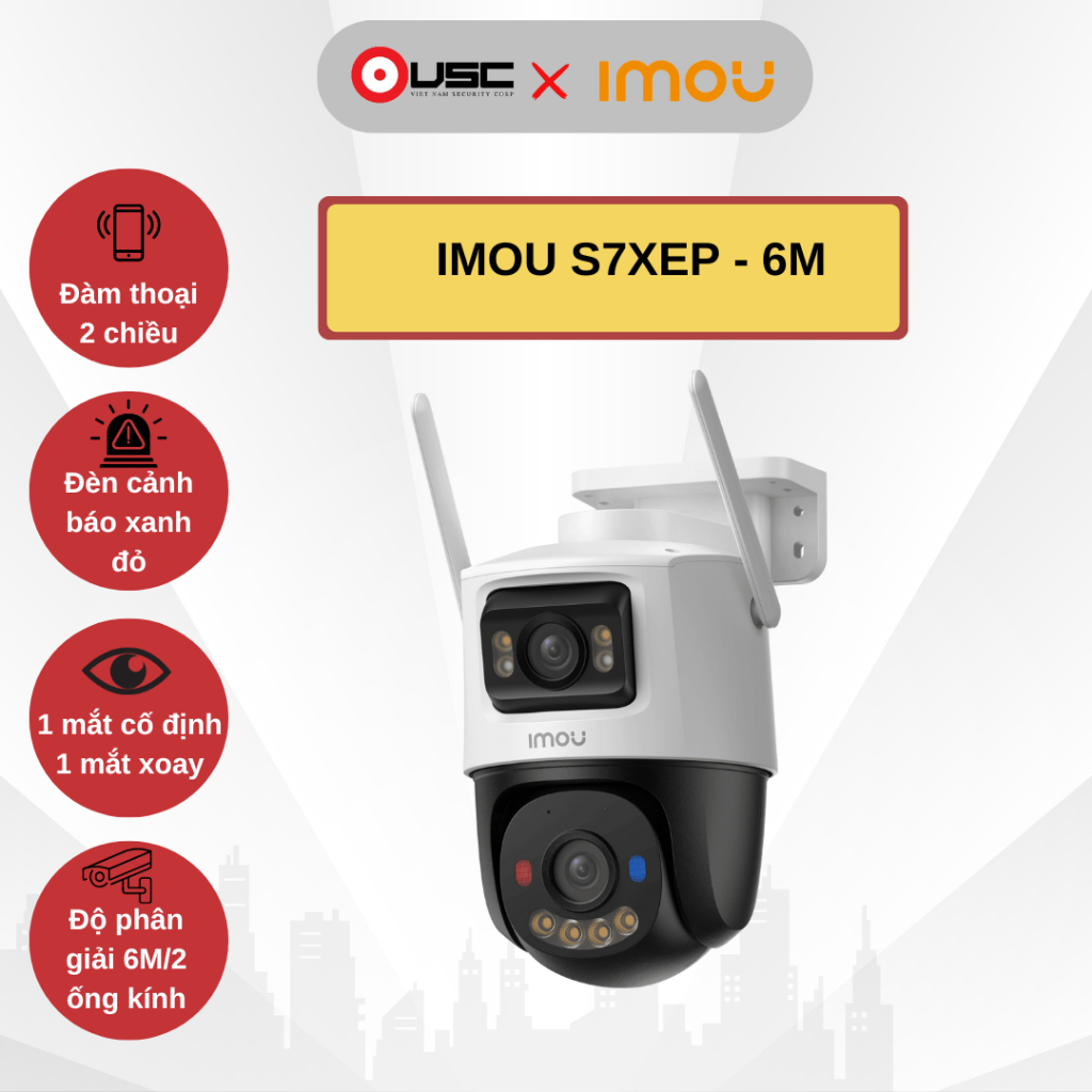 Camera wifi ngoài trời Xoay 360 Imou IPC-S7XEP-6M0WED (Cruiser Dual 2 ...
