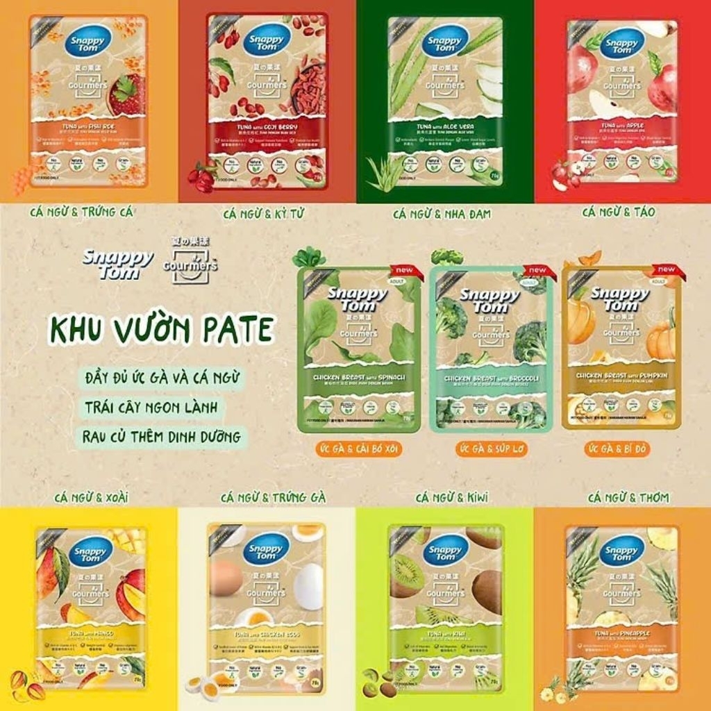 Pate Snappy Tom Fruit Premium cá ngừ mix trái cây cho mèo gói 70g ...