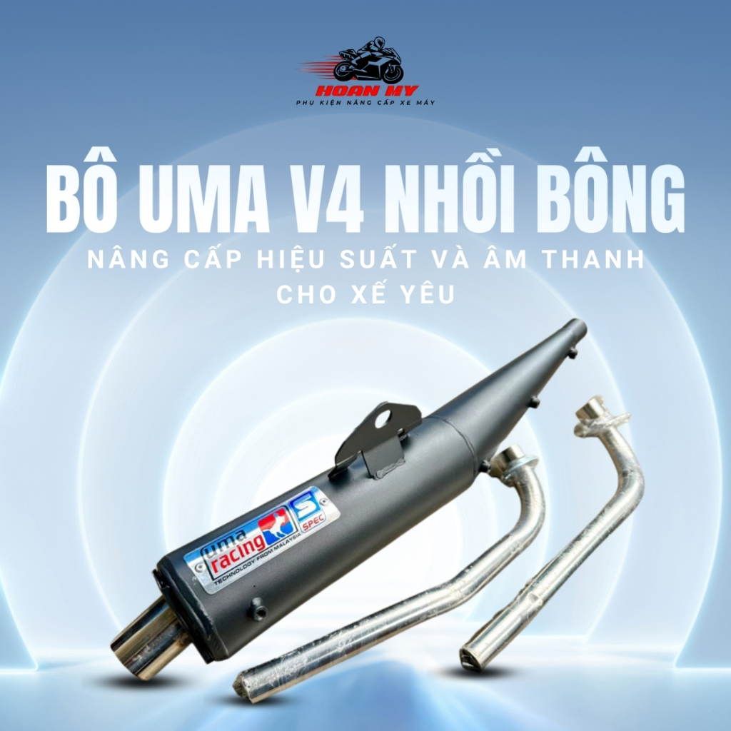 Pô Uma V4, Nhồi Bông, Đít Chu Inox - Nâng Cấp Hiệu Suất và Âm Thanh Cho xe Wave & Sirius ...