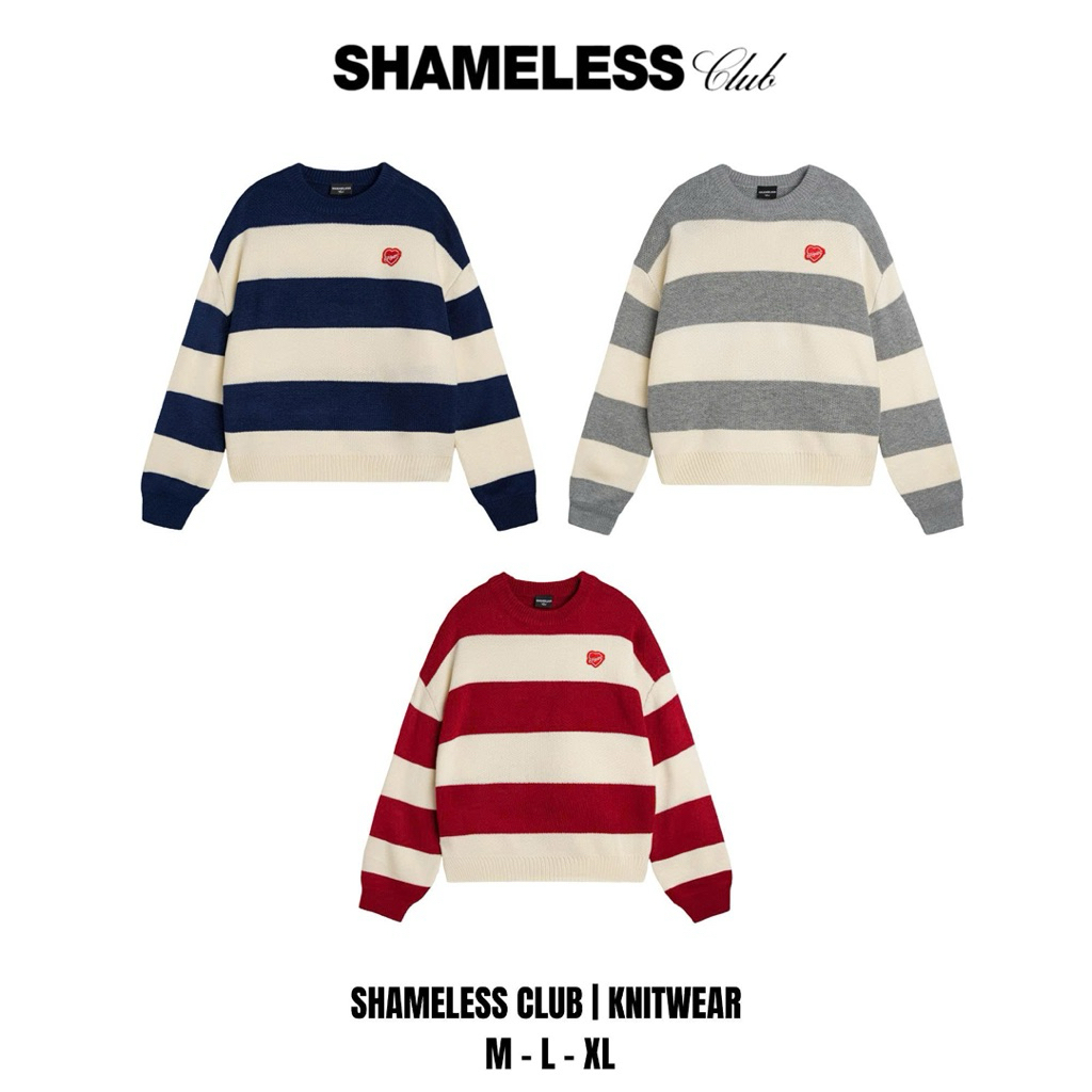 Shameless Club | Áo Len Hàn Quốc Kẻ Sọc Thêu Logo Dệt Len Cao Cấp Uniex ...