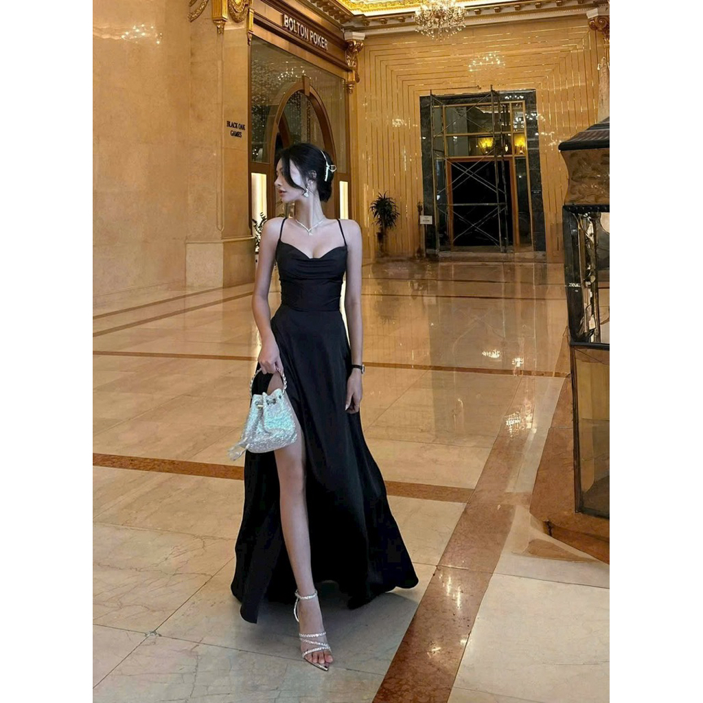HEIDI - ELIZA DRESS - đầm lụa hai dây xẻ tà bay buộc dây lưng quyến rũ ...