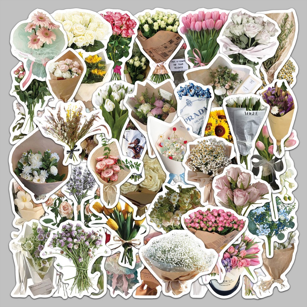 Set10/20/50 cái sticker chống nước BÓ HOA DOUYIN DỊU DÀNG DỄ THƯƠNG CHO ...