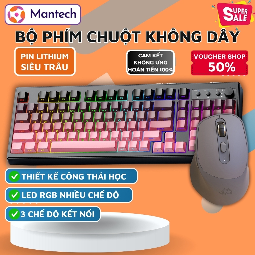 Bộ Bàn Phím Chuột Không Dây Mantech Free Wolf K100 - Kết Nối Đa Năng ...