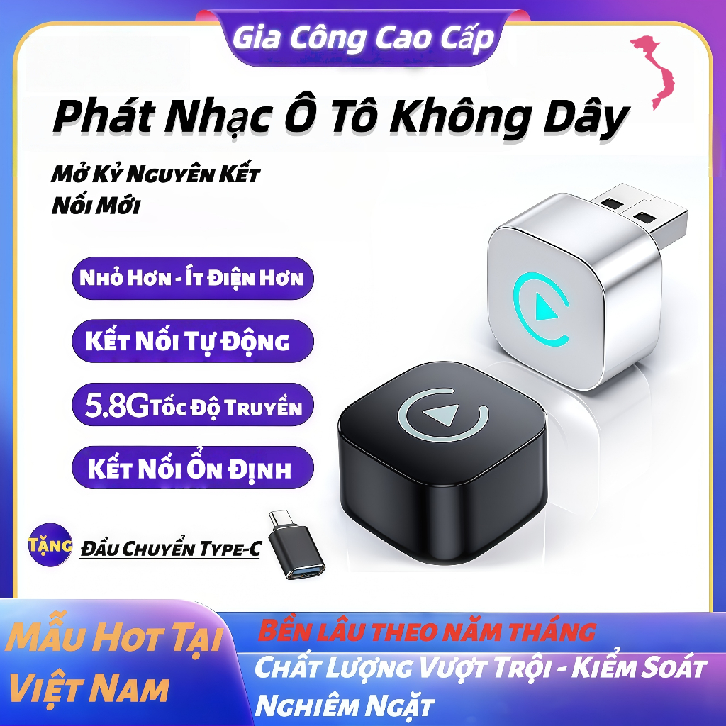 Adapter CarPlay Android 2-trong-1 - Cắm Ngang Xe Hơi, Kết Nối Không Dây ...