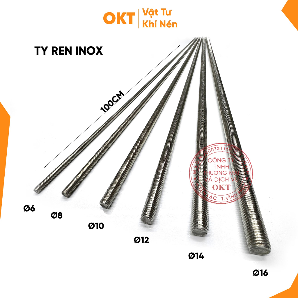 |Combo 5| Thanh Ty Ren Suốt Inox M12/14/16/18 Dài 1m Bulong Ren Suốt ...