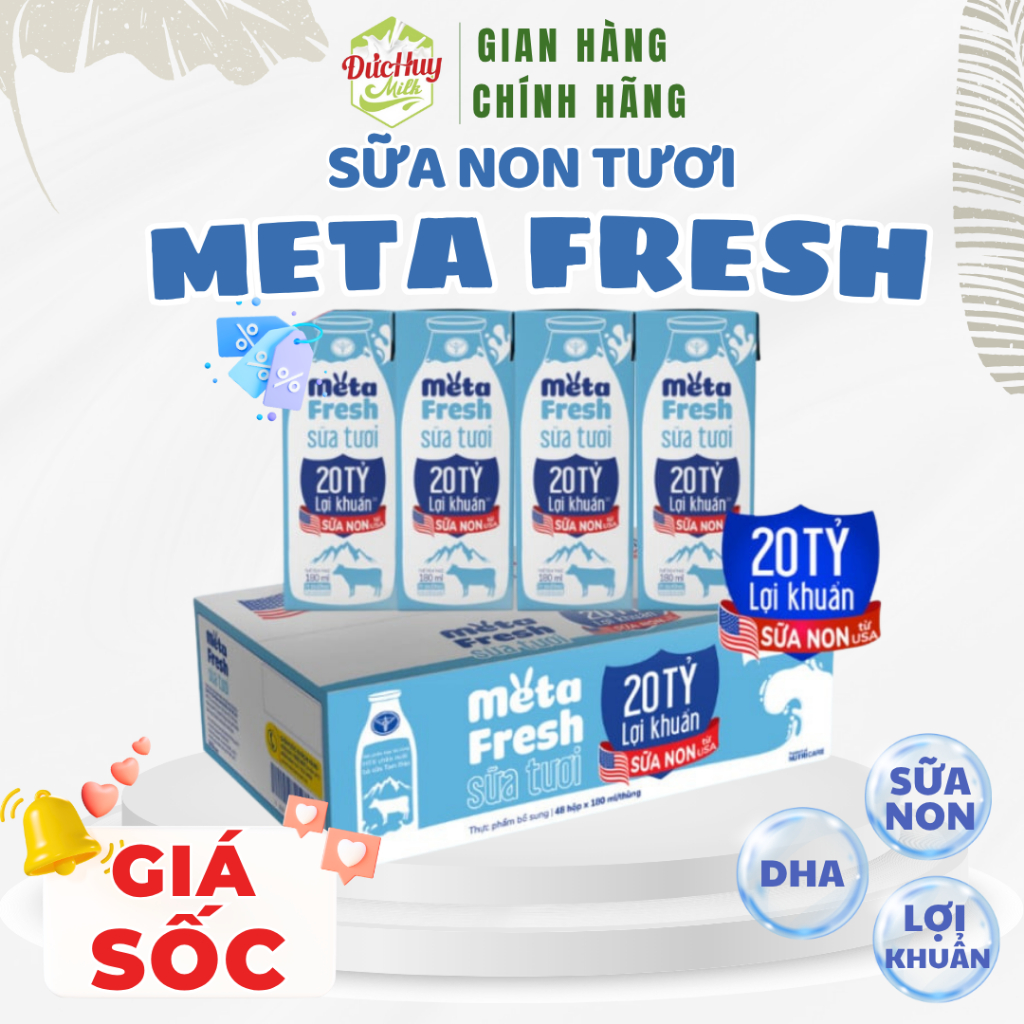 [20 TỶ LỢI KHUẨN] Thùng 48 Hộp Sữa Tươi META FRESH Ít Đường Nutricare ...