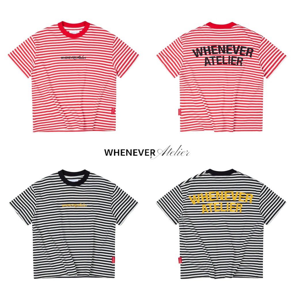 WHENEVER Áo Thun Sọc WHENEVER ATELIER STRIPED In Và Thêu Hai Màu Sọc đỏ ...