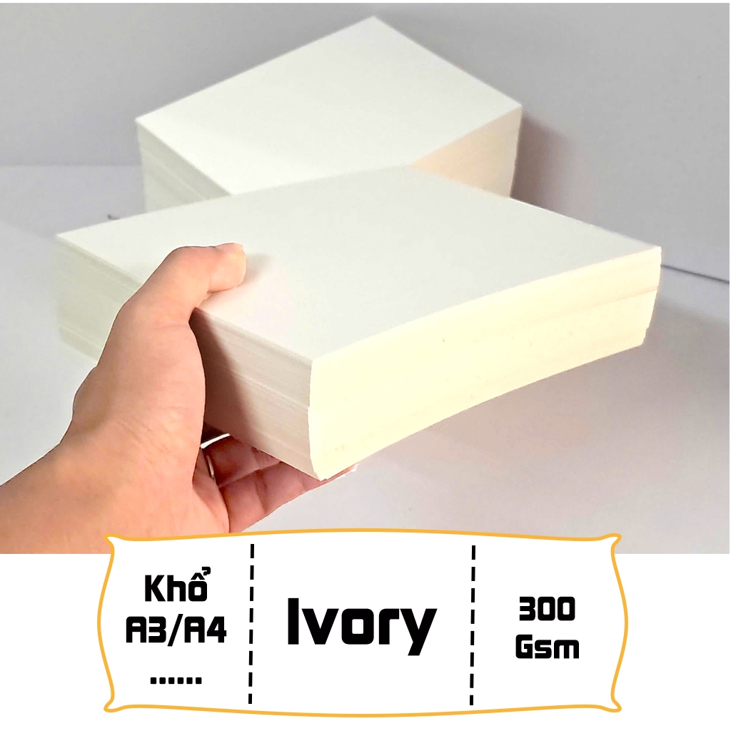 (Cắt KT yêu cầu) Giấy Ivory 300gsm a2 a3 a4 a5 a6 làm Flashcard thẻ ...