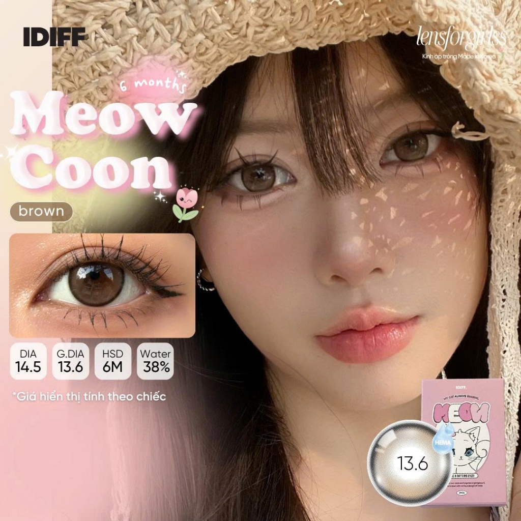 Lens Nâu | Kính áp tròng GIÃN TRÒNG hack mắt MEOW COON BROWN (6M) Dia ...