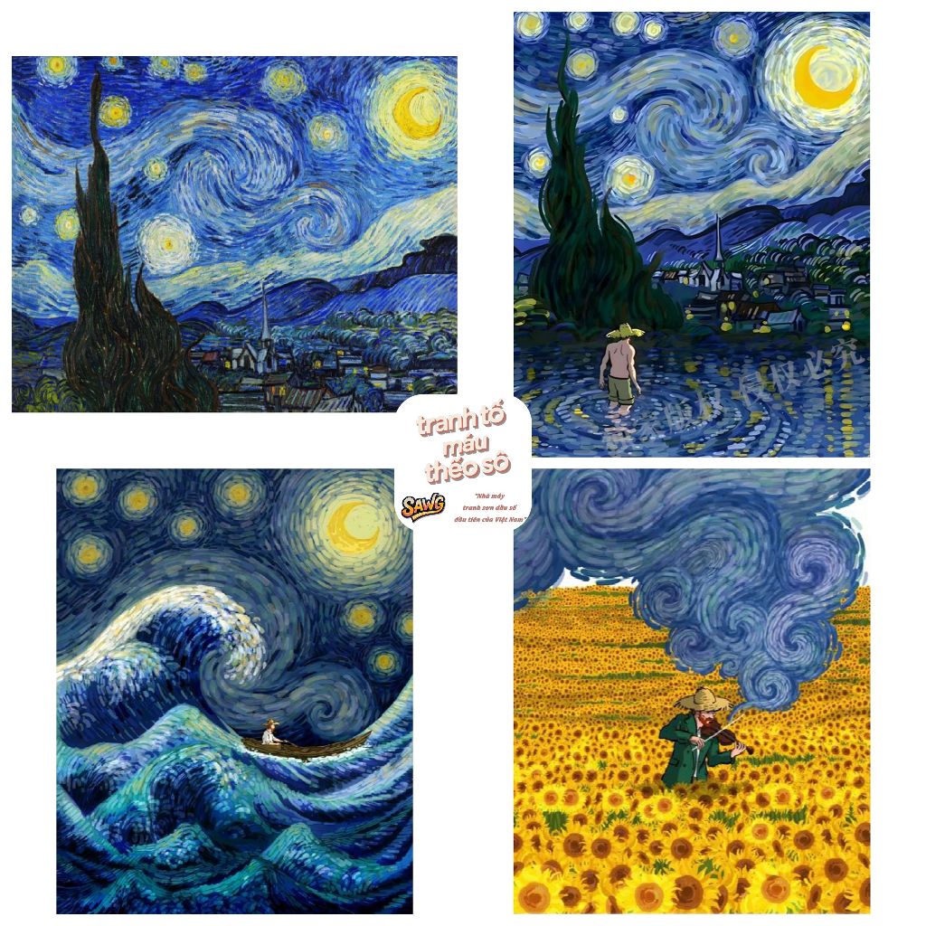 Tranh tô màu theo số 40x50cm - Danh họa nổi tiếng Van Gogh đã căng ...