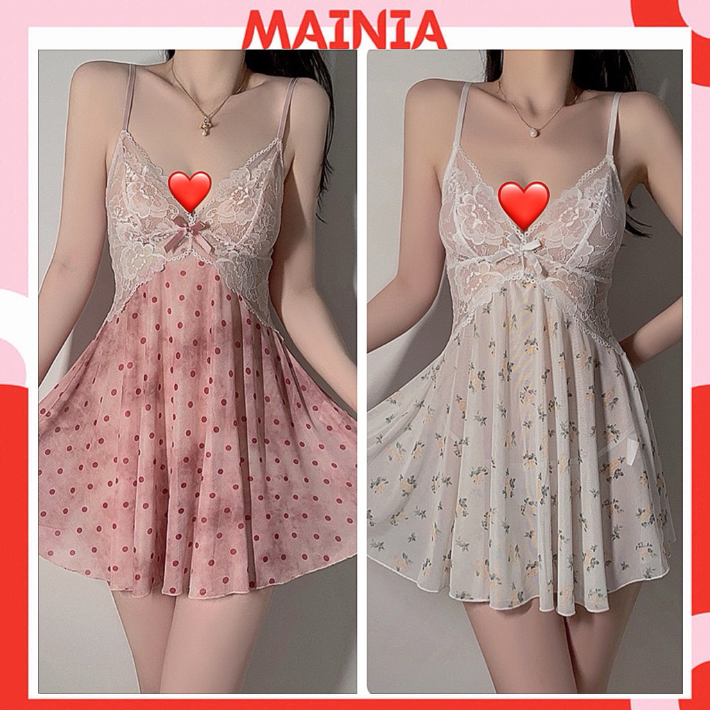 [ Full Size 40-70Kg ] Váy Ngủ Ren Xòe Hoa Nhí Cao Cấp 4316 MAINIA STORE ...
