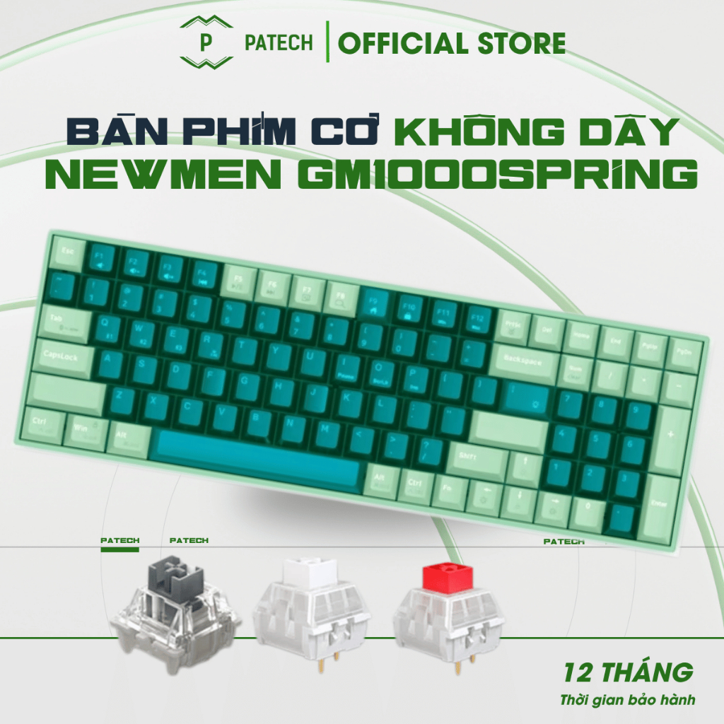Bàn phím cơ không dây NEWMEN GM1000Spring 100 nút,Layout 96% LED RGB ...