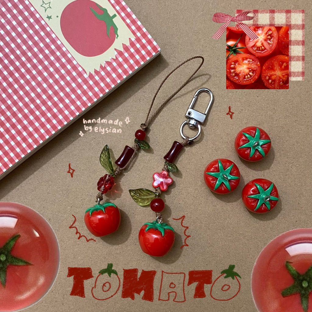 TOMATO keychain, phonestrap 🍅 móc khoá, dây đeo điện thoại Cà Chua 🍅 ...