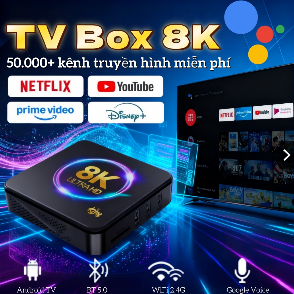 Android TV Box 8K Thế Hệ Mới - Box Android TV Hỗ Trợ WiFi, Thiết Kế Gia ...