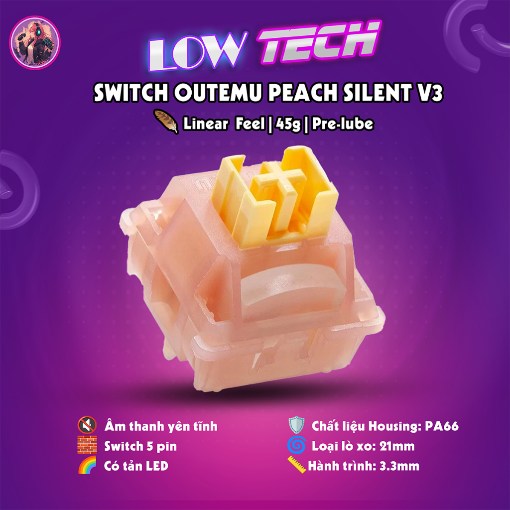 Switch Outemu Peach v3 | Silent Linear 45g | Công Tắc Bàn Phím Cơ Im ...
