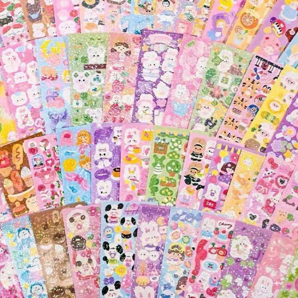 Bộ 100 - 200 tấm sticker lấp lánh không trùng nhau khổ 12cm x 4,3 cm ...