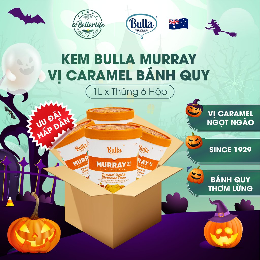 Thùng 6 hộp kem caramel bánh quy Úc Bulla Murray Caramel Swirl ...