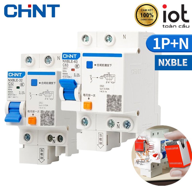 CB Chint NXBLE 1P+N ,từ 10A ~ 125A | RCBO, Aptomat chống rò rỉ + quá ...