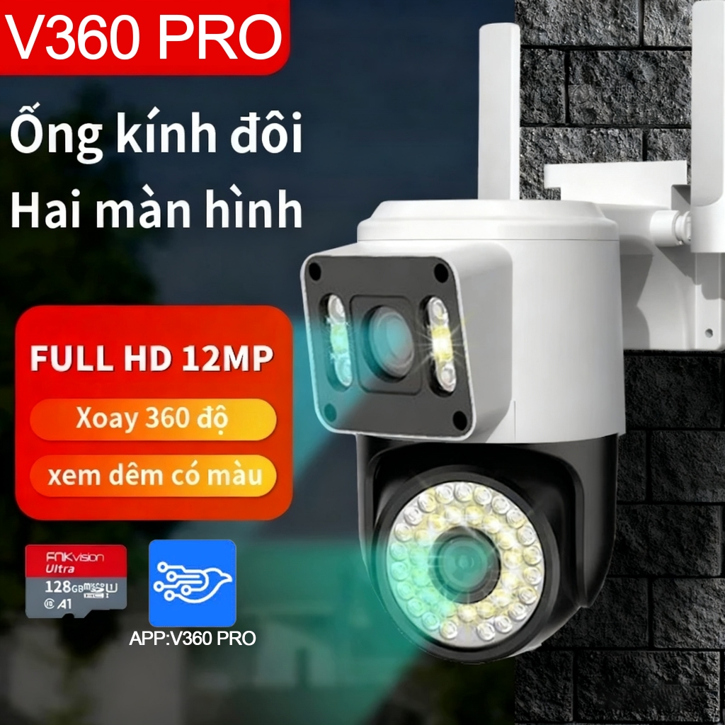 Camera 2 mắt / 1 mắt v360 pro 8.0MP - xem 360 độ không góc chết, ban ...