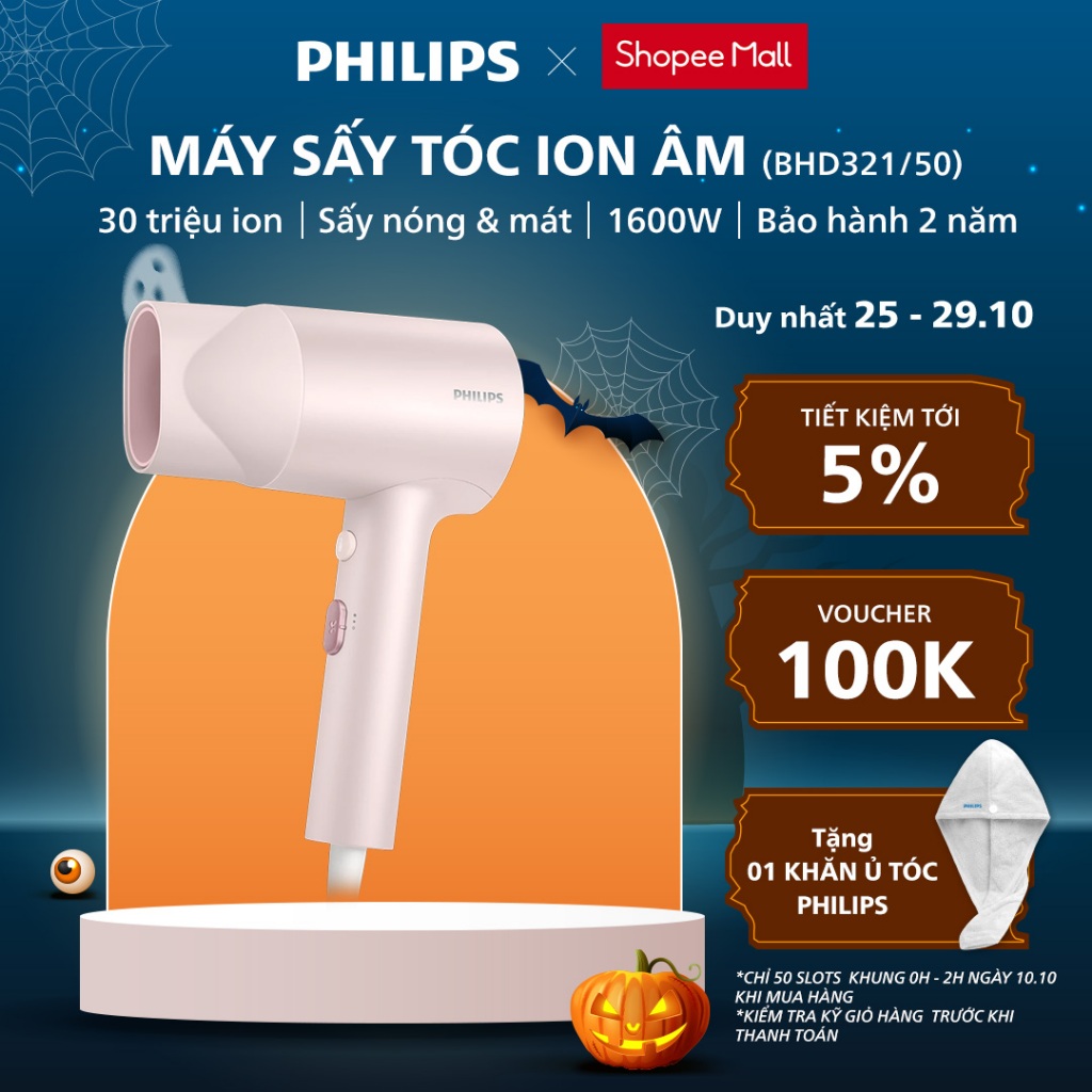 Máy Sấy Tóc PHILIPS Series 3000 BHD321/50, Công Suất 1600 W, Tăng Cường ...