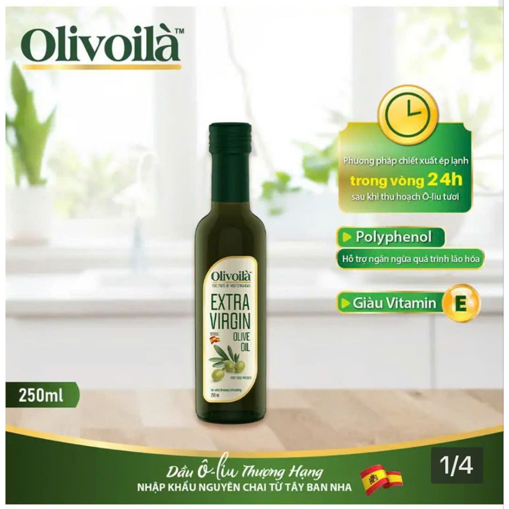 Dầu Olivoila Extra Virgin Olive Oil 250ml, 750ml chai Thủy Tinh ...