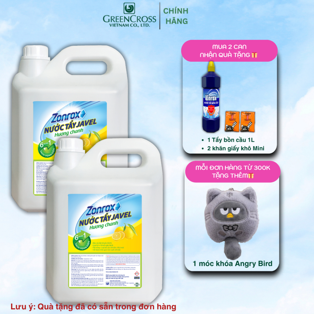 Combo 2-4 Can Nước tẩy vết bẩn đa năng ZONROX JAVEL 5 Lít Tiết kiệm Tẩy ...