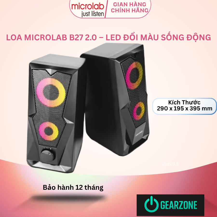 LOA MICROLAB B27 2.0 – LED ĐỔI MÀU SỐNG ĐỘNG, ÂM THANH MẠNH MẼ, CHÍNH HÃNG (Jack 3.5) | Shopee ...