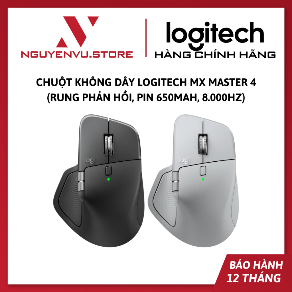 Chuột không dây công thái học Logitech MX Master 4, Rung phản hồi, Pin ...