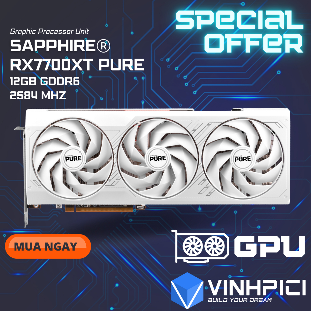 Card màn hình SAPPHIRE AMD Radeon RX 7700XT PURE 12GB | Shopee Việt Nam